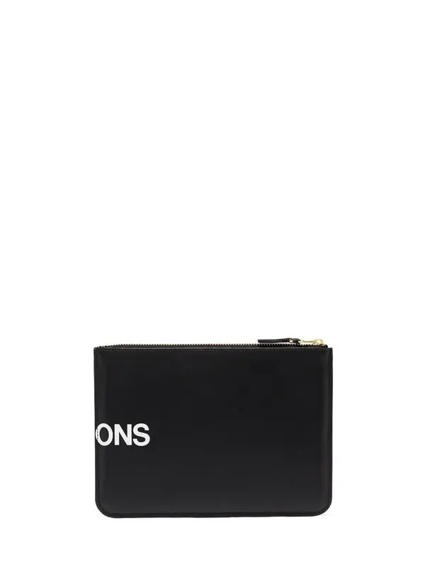 Comme Des Garçons Logo Leather Pouch - Black