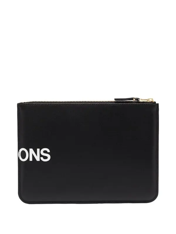 Comme Des Garçons Logo Leather Pouch - Black