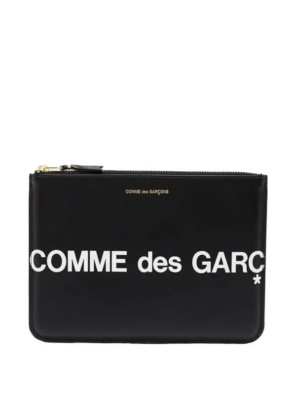 Comme Des Garçons Logo Leather Pouch - Black