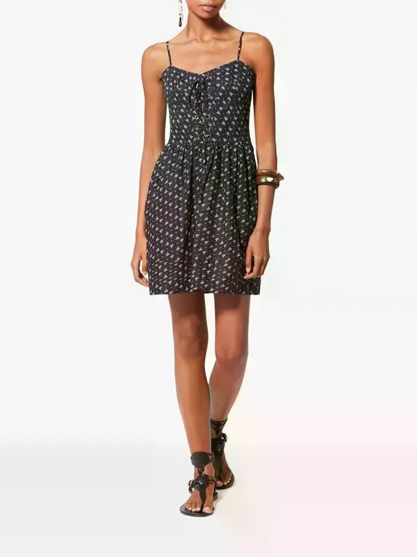 MARANT ETOILE Dryna Floral-pattern Mini Dress - Black