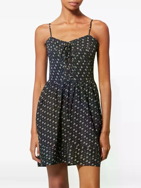 MARANT ETOILE Dryna Floral-pattern Mini Dress - Black