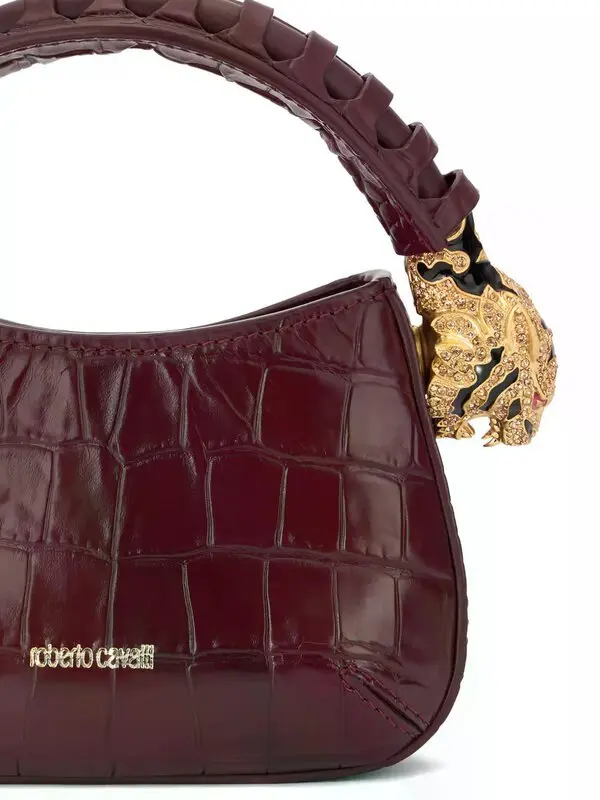 Roberto Cavalli Tiger-head Crocodile-effect Shoulder Bag