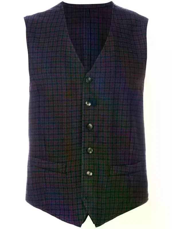 LARDINI Tartan Wool Gilet