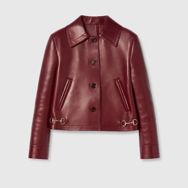 Gucci Leather Jacket With Horsebit Detail