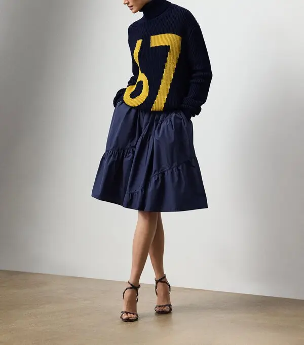 Ralph Lauren Cotton-silk Intarsia-knit Rollneck Sweater - Navy