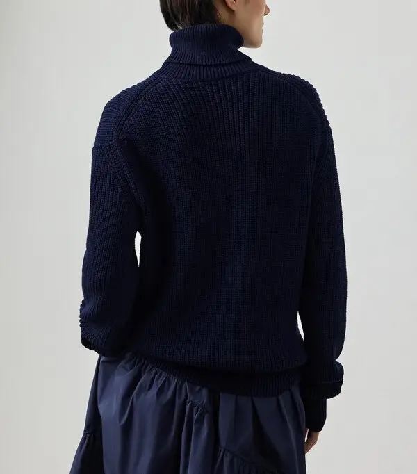 Ralph Lauren Cotton-silk Intarsia-knit Rollneck Sweater - Navy