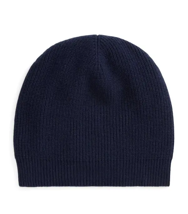 Ralph Lauren Cashmere Rib-knit Beanie - Navy