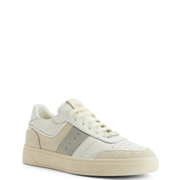 GIUSEPPE ZANOTTI Low-top Suede And Leather Sneakers - Beige