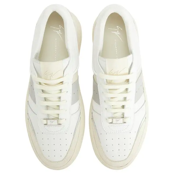 GIUSEPPE ZANOTTI Low-top Suede And Leather Sneakers - Beige