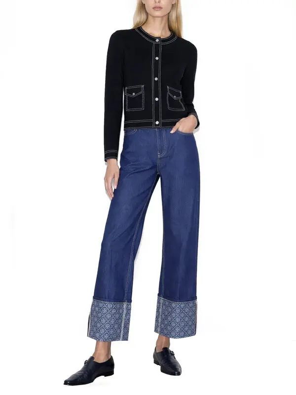 Tory Burch Topstitched Cardigan - Black