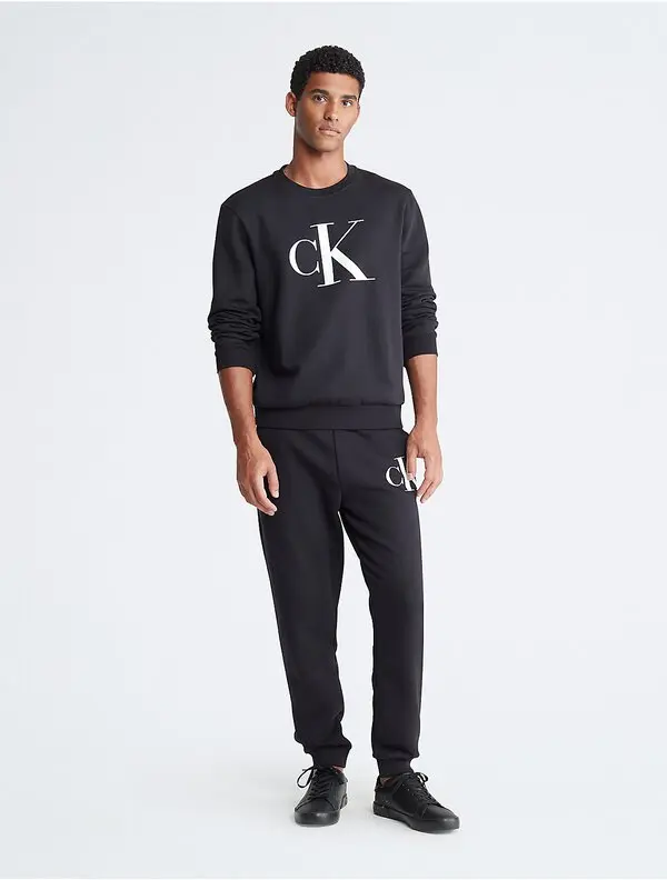 Calvin Klein Monogram Logo Fleece Joggers - Black
