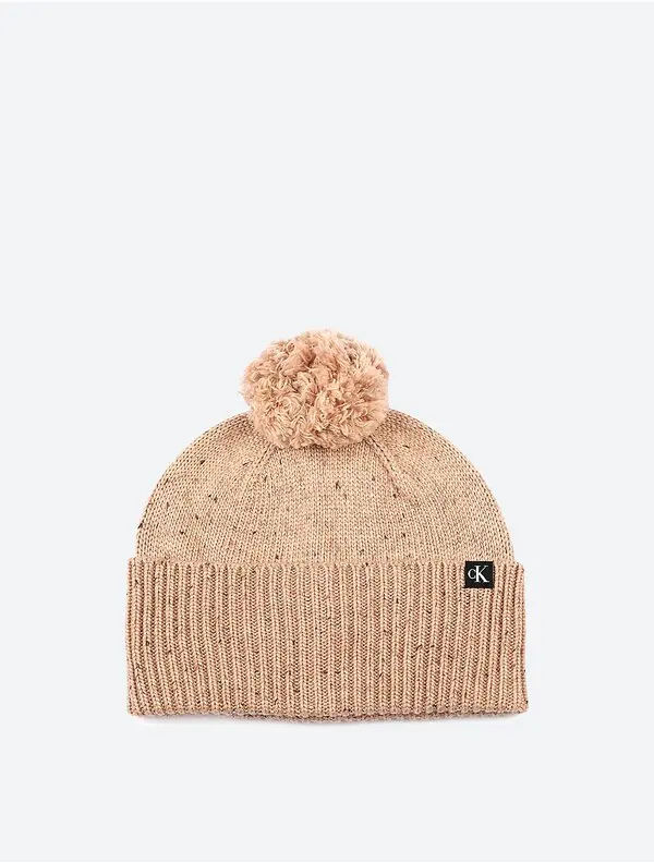 Calvin Klein Monogram Logo Pom-pom Beanie - Dusty Rose