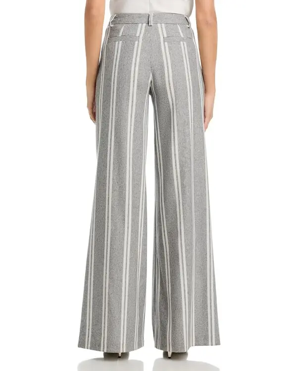 L'Agence Allanah Stripe Mid Rise Pants - Grey/ivory Stripe