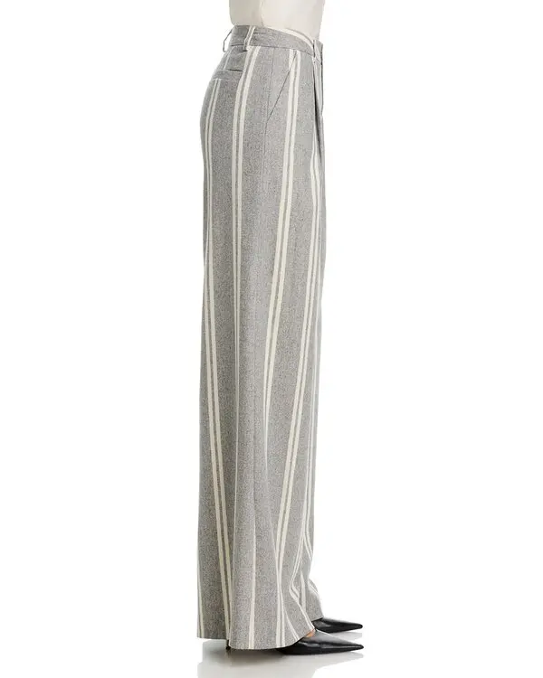 L'Agence Allanah Stripe Mid Rise Pants - Grey/ivory Stripe