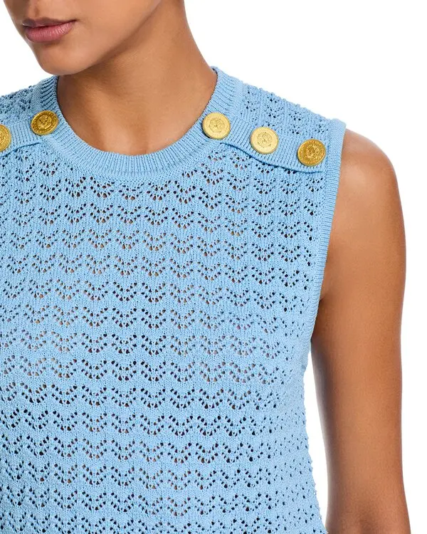 L'Agence Max Crewneck Pointelle Knit Top