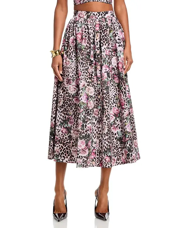 L'Agence Seina Midi Skirt - Multi Rose