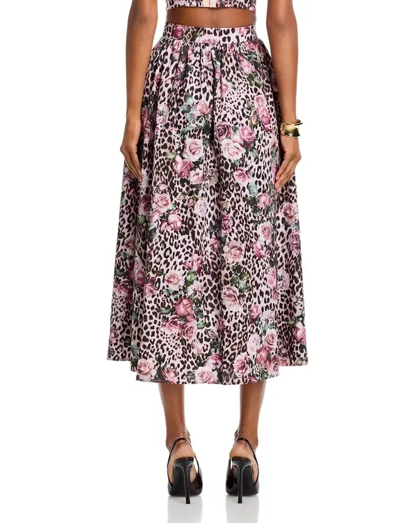 L'Agence Seina Front Placket Midi Skirt - Multi Rose