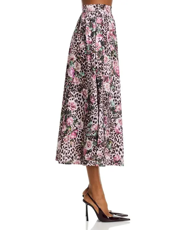 L'Agence Seina Front Placket Midi Skirt - Multi Rose