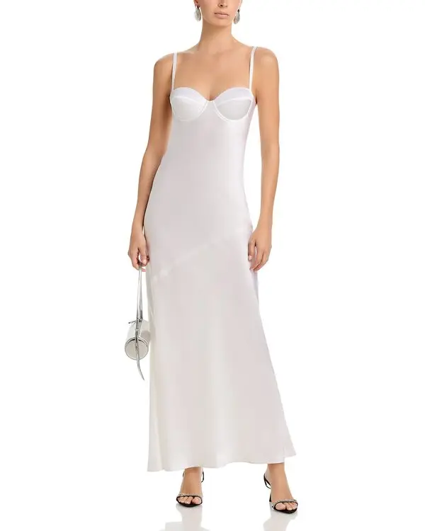 L'Agence Sayla Silk Maxi Dress - White