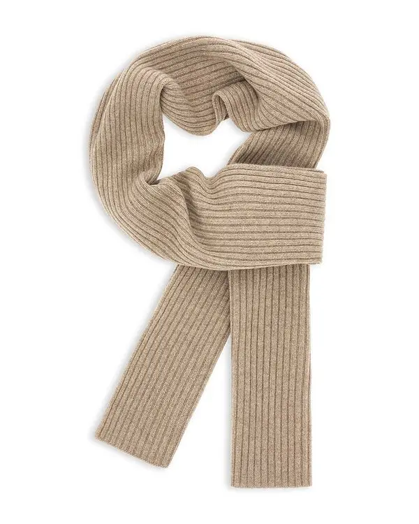 Boggi Milano Ribbed Cashmere Scarf - Beige