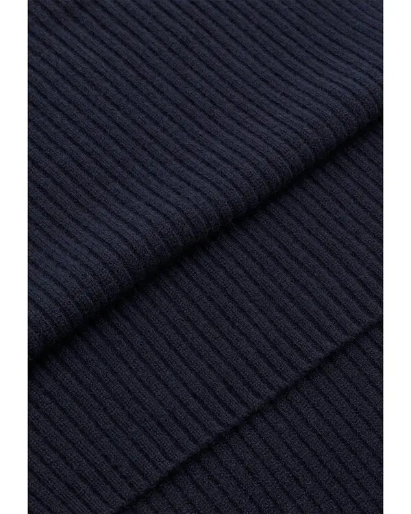 Boggi Milano Ribbed Cashmere Scarf - Navy Blue