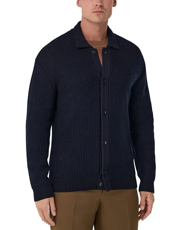 Boggi Milano Merino Wool Shirt - Navy Blue