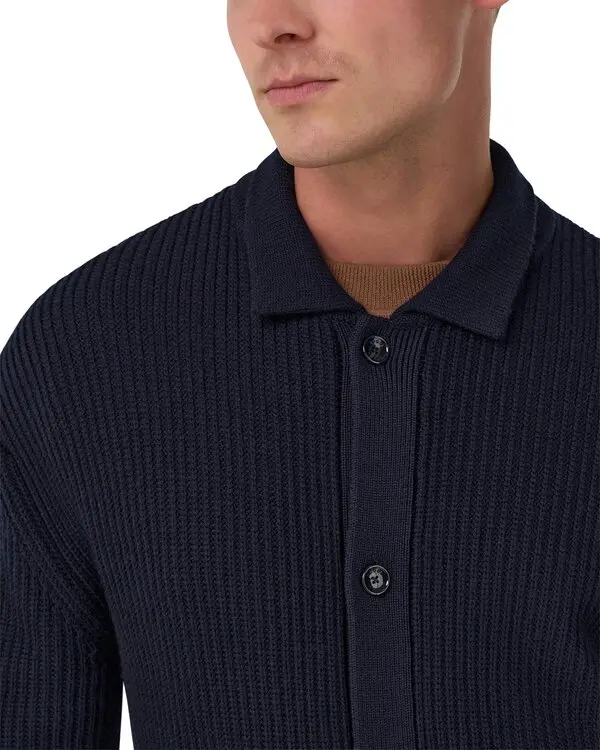 Boggi Milano Merino Wool Shirt - Navy Blue