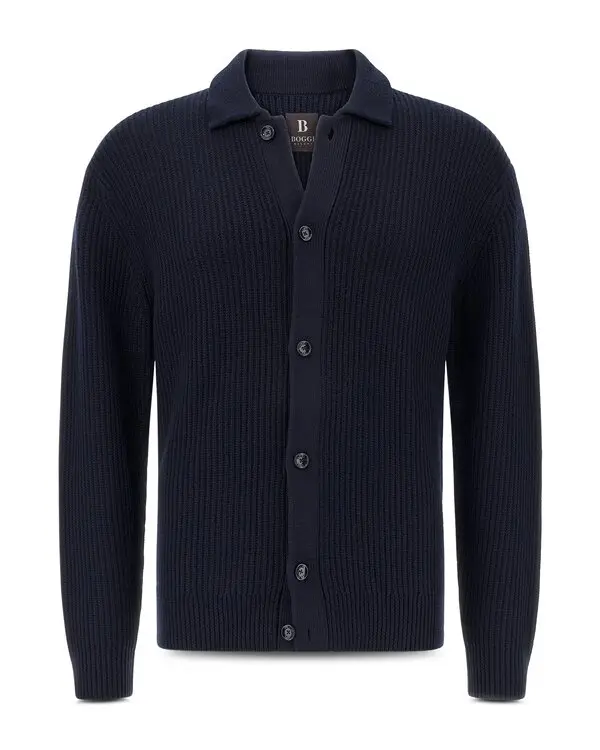 Boggi Milano Merino Wool Shirt - Navy Blue