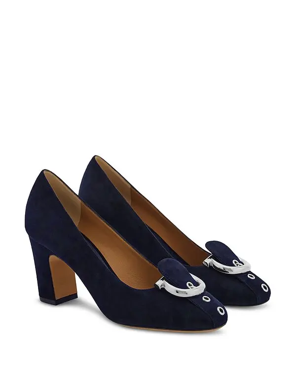 FERRAGAMO Suede 70 Buckle Pumps