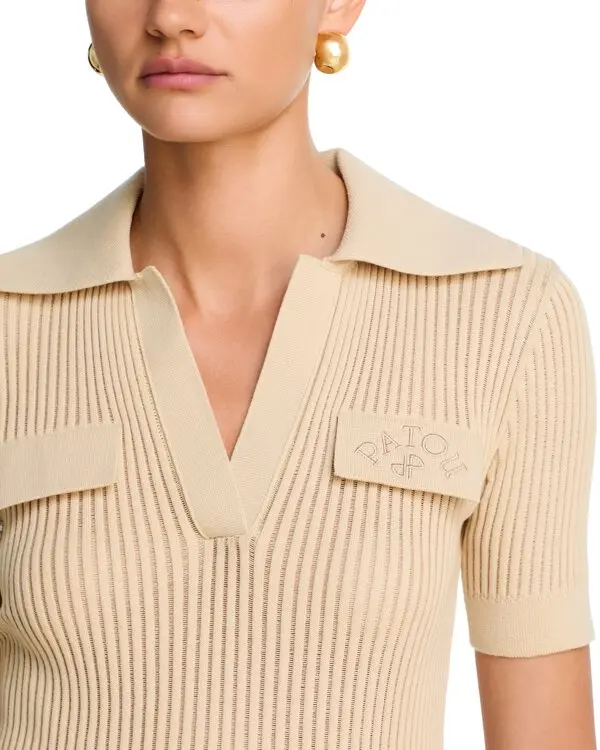 PATOU Embroidered Knit Polo Top