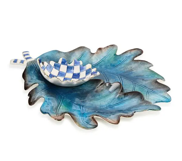 MACKENZIE-CHILDS As Is Ceramic Leaves Serving Set - One-color