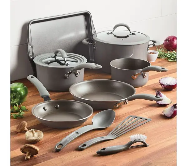 RACHAEL RAY Cook + Create Aluminum 11pc Cookwar E Set, Gray