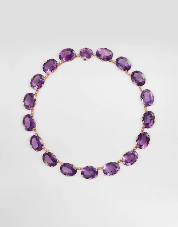 Dolce & Gabbana Anna 18-karat Gold Necklace With Amethysts And Diamonds - Red Gold