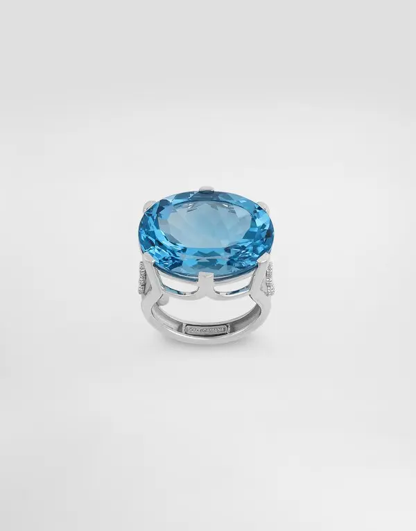Dolce & Gabbana Anna Ring In 18kt Gold With Topaz And Diamonds - White
