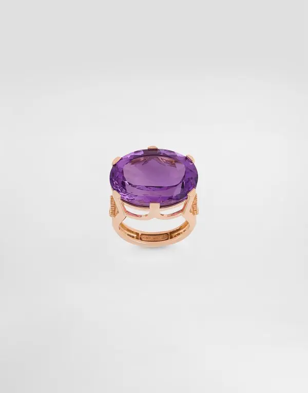 Dolce & Gabbana Anna 18-karat Gold Ring With Amethyst And Diamonds - Red Gold