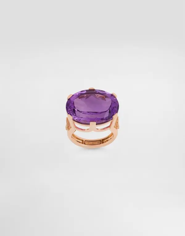 Dolce & Gabbana Anna Ring In 18k Gold With Amethyst And Diamonds - Red