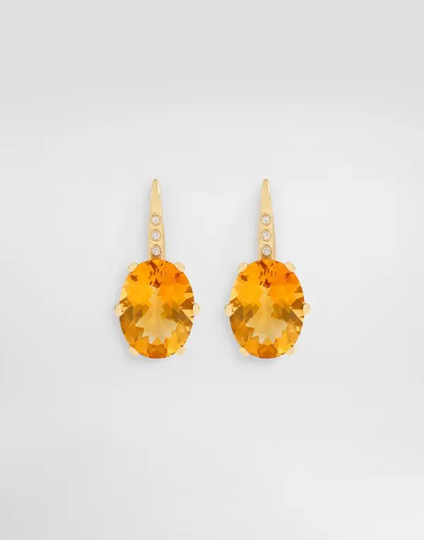 Dolce & Gabbana Anna Earrings With Citrines And Diamonds In 18-carat - Gold