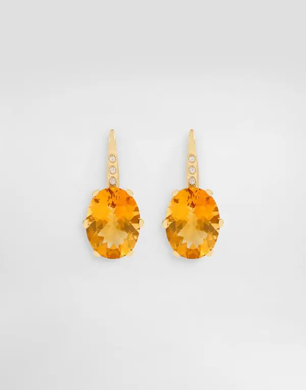 Dolce & Gabbana Anna 18-carat Gold Citrine And Diamond Earrings - Yellow Gold