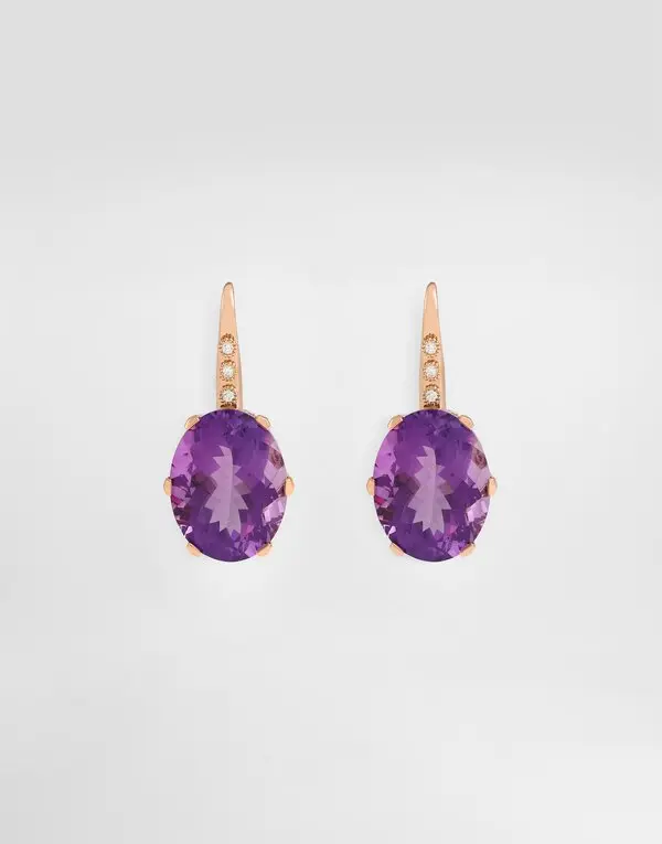 Dolce & Gabbana 18-carat Gold Amethyst And Diamond Earrings - Red