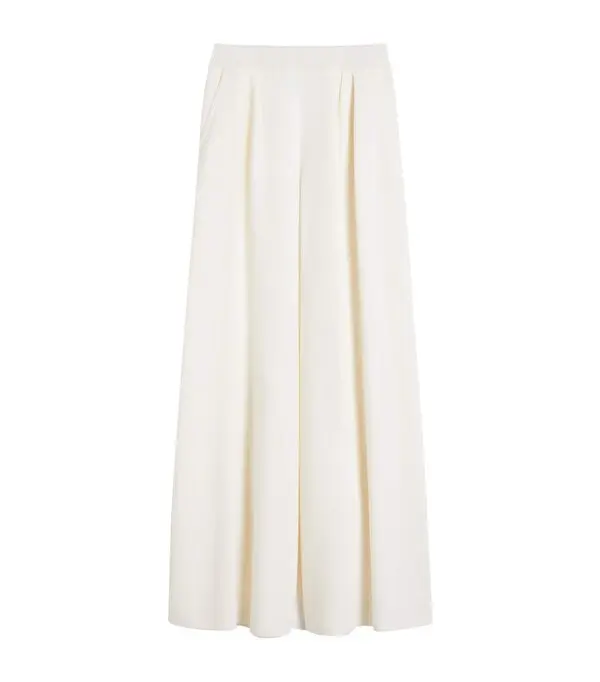 Max Mara Wool Knitted Wide-leg Trousers - White