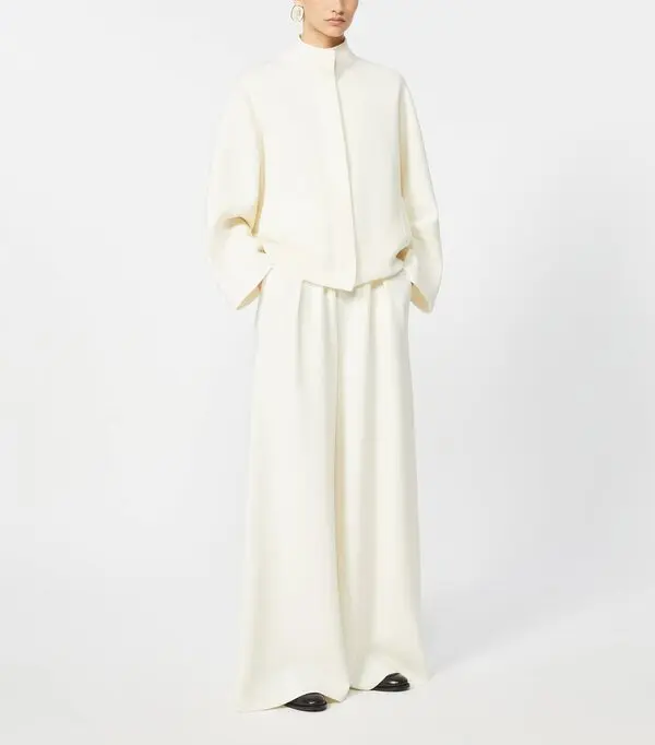 Max Mara Wool Knitted Wide-leg Trousers - White