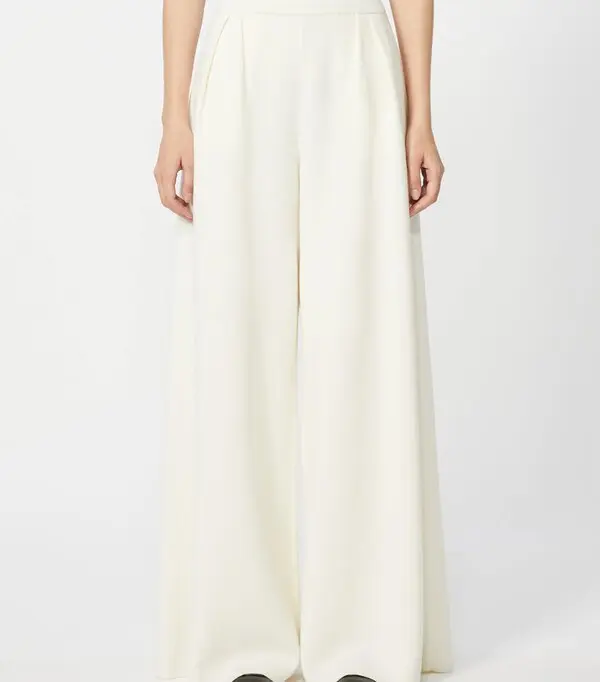 Max Mara Wool Knitted Wide-leg Trousers - White