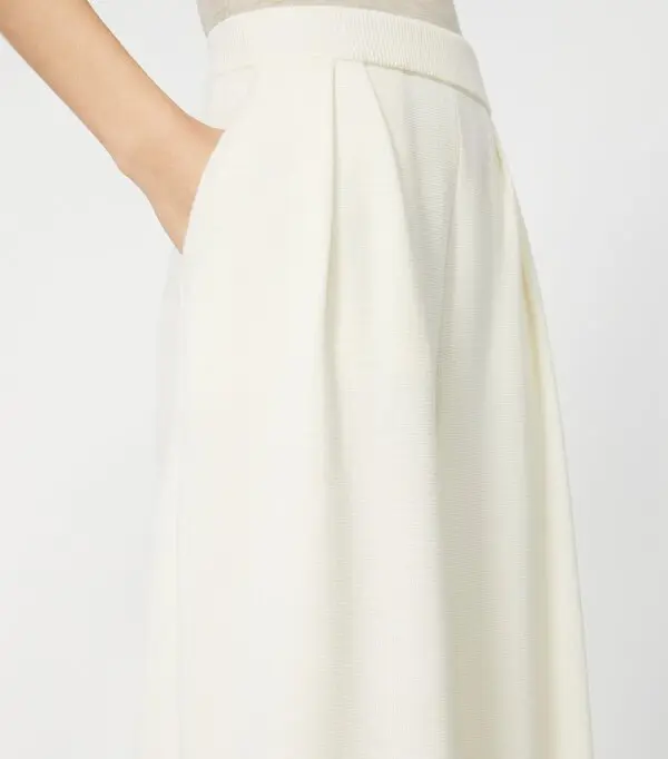 Max Mara Wool Knitted Wide-leg Trousers - White