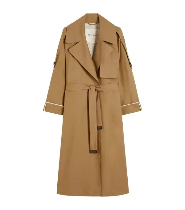 Max Mara Cotton-blend Cape Trench Coat