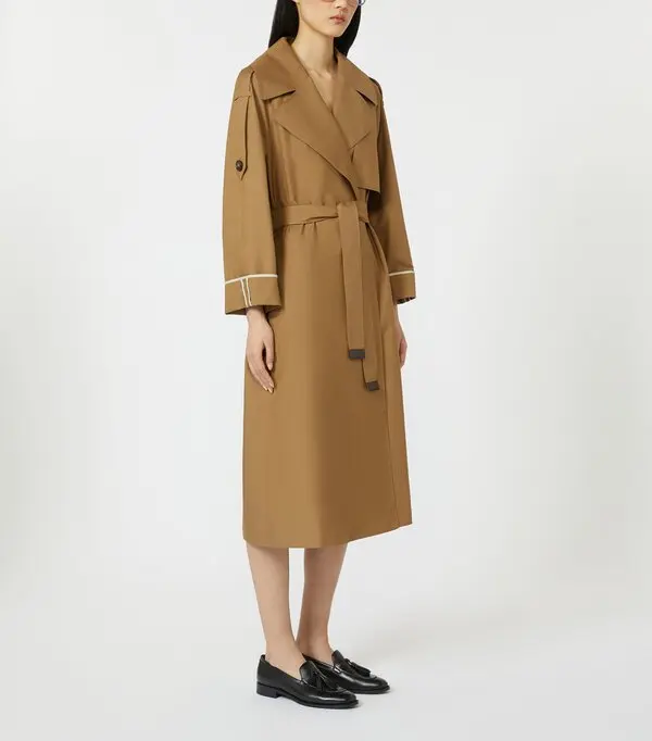 Max Mara Cotton-blend Cape Trench Coat