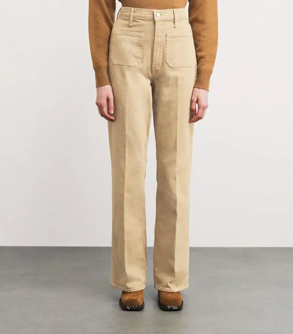 MOTHER Bookie Sneak Bootcut Jeans - Beige