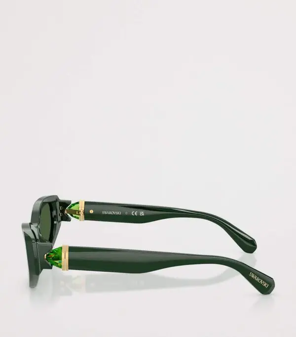 SWAROVSKI Cat Eye Sunglasses With Crystal Embellishments - Green