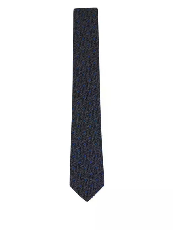 FERRAGAMO Herringbone Pattern Necktie - Grey