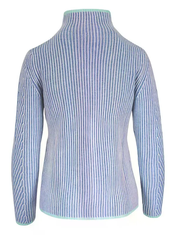 Kinross Cashmere Striped Mock-neck Sweater