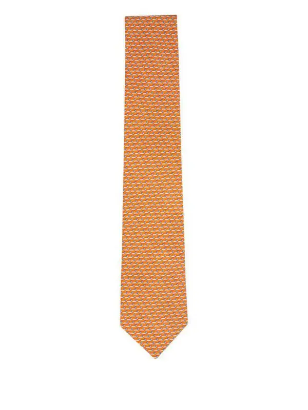 FERRAGAMO Patterned Silk Neck Tie - Orange